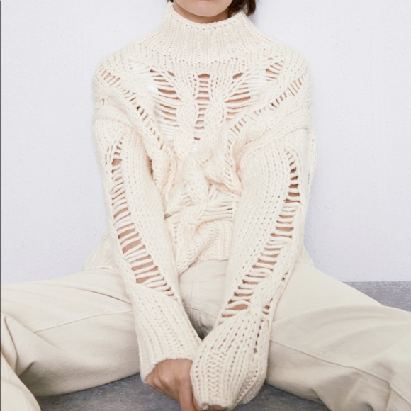 Zara | Sweaters | Zara Openwork Cable Knit Sweater | Poshmark